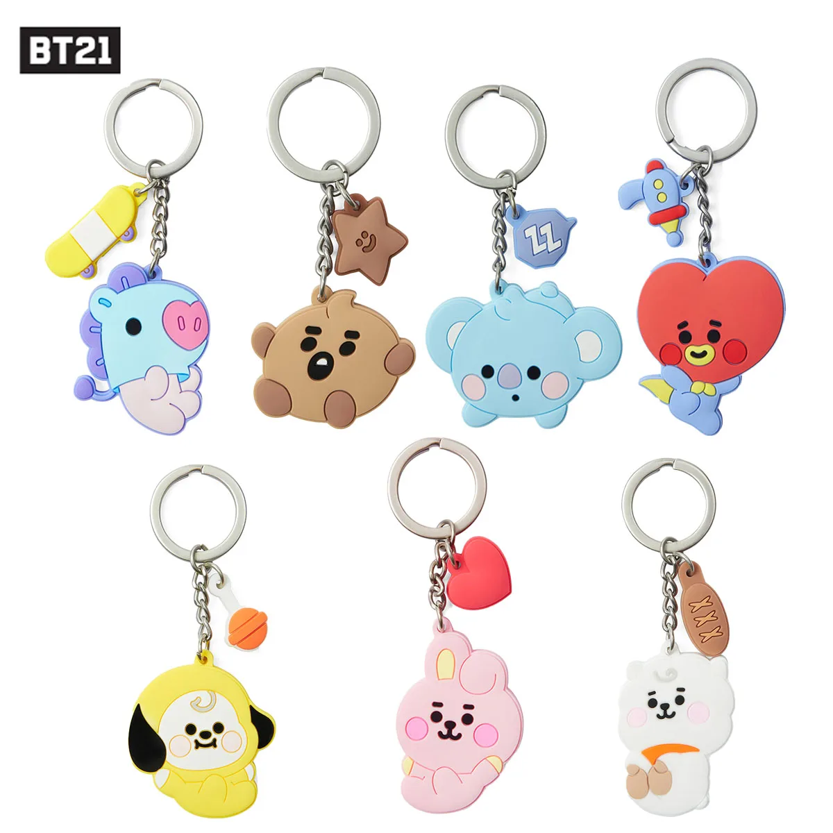 Kawaii Silicone Pendant | Bts Keychains Cartoon | Bts Plush Keychains ...