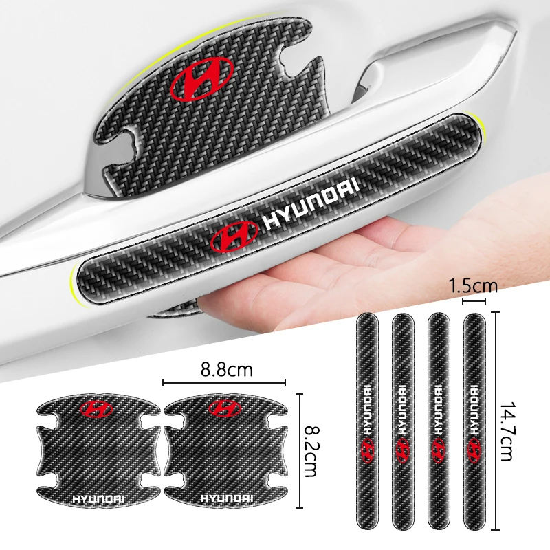 8pcs Carbon Fiber Car Door Bowl Handle Protective Sticker For Hyundai N ...