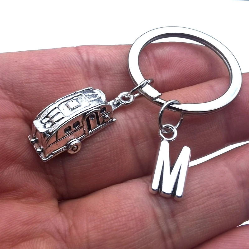 Fashion Caravan Key Ring Trailer Camper Keychain Initial Keyring ...
