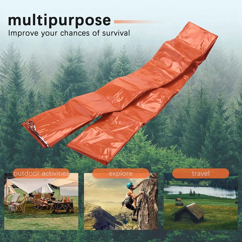 2-Pack-Emergency-Sleeping-Bag-Thermal-Waterproof-Survival-Blanket-For ...