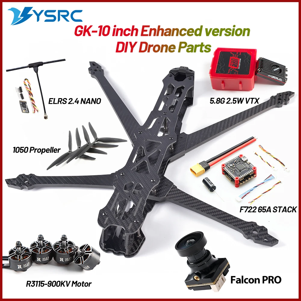 GK-V3 10 inch 435mm Wheelbase Carbon Fiber Frame DIY Drone Kit 5.8G 2 ...