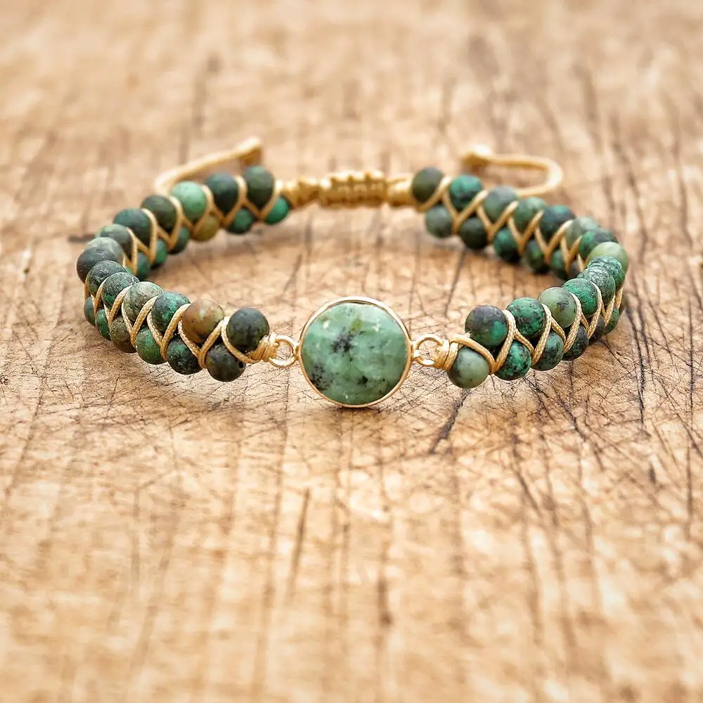 4mm-African-Stone-Braided-Turtle-Bracelet-Double-Layer-Beads-Boho-Charm ...