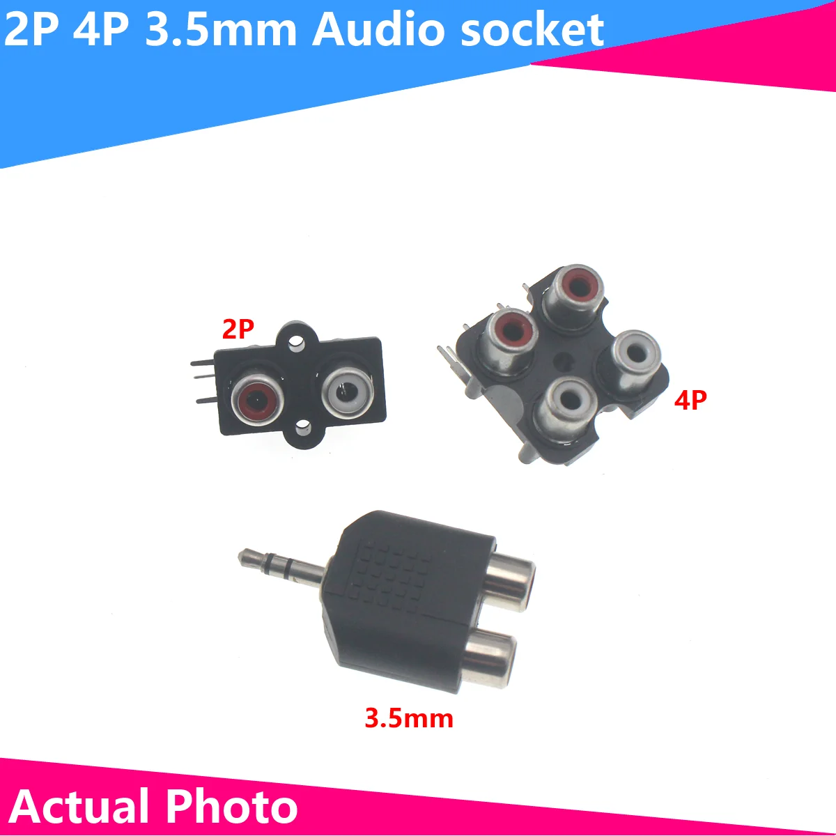 5PCS-New-2P-4P-3-5mm-RCA-Female-Audio-Video-Plug-AV-Connector-Socket ...