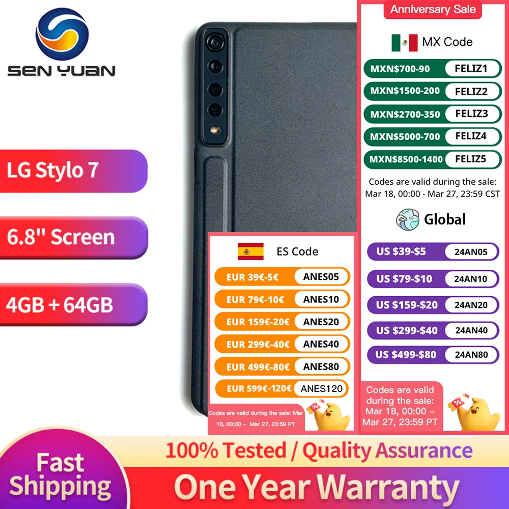 Original LG Stylo 7 K735MM 4G LTE Mobile Phone 6 8 4GB RAM 64GB ROM original-lg-stylo-7-k735mm-4g-lte-mobile-phone-6-8-4gb-ram-64gb-rom