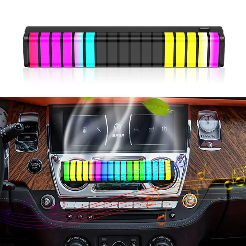 자동차 공기 청정기 콘센트 디자인 액세서리 인테리어 향수 Rgb Led 스트립 조명 음악 사운드 제어 픽업 리듬 앰비언트