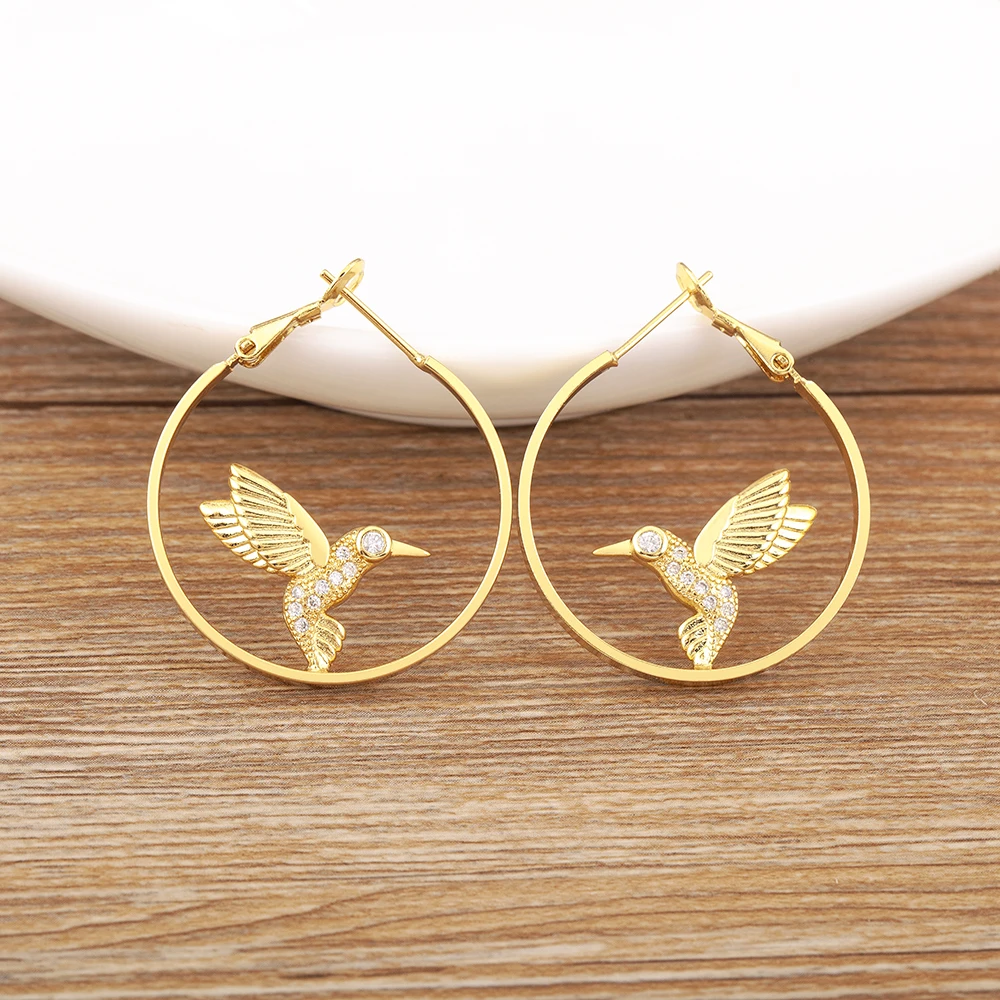 AIBEF-Exquisite-Bird-Shape-Large-Circle-Hoop-Drop-Earrings-Women ...