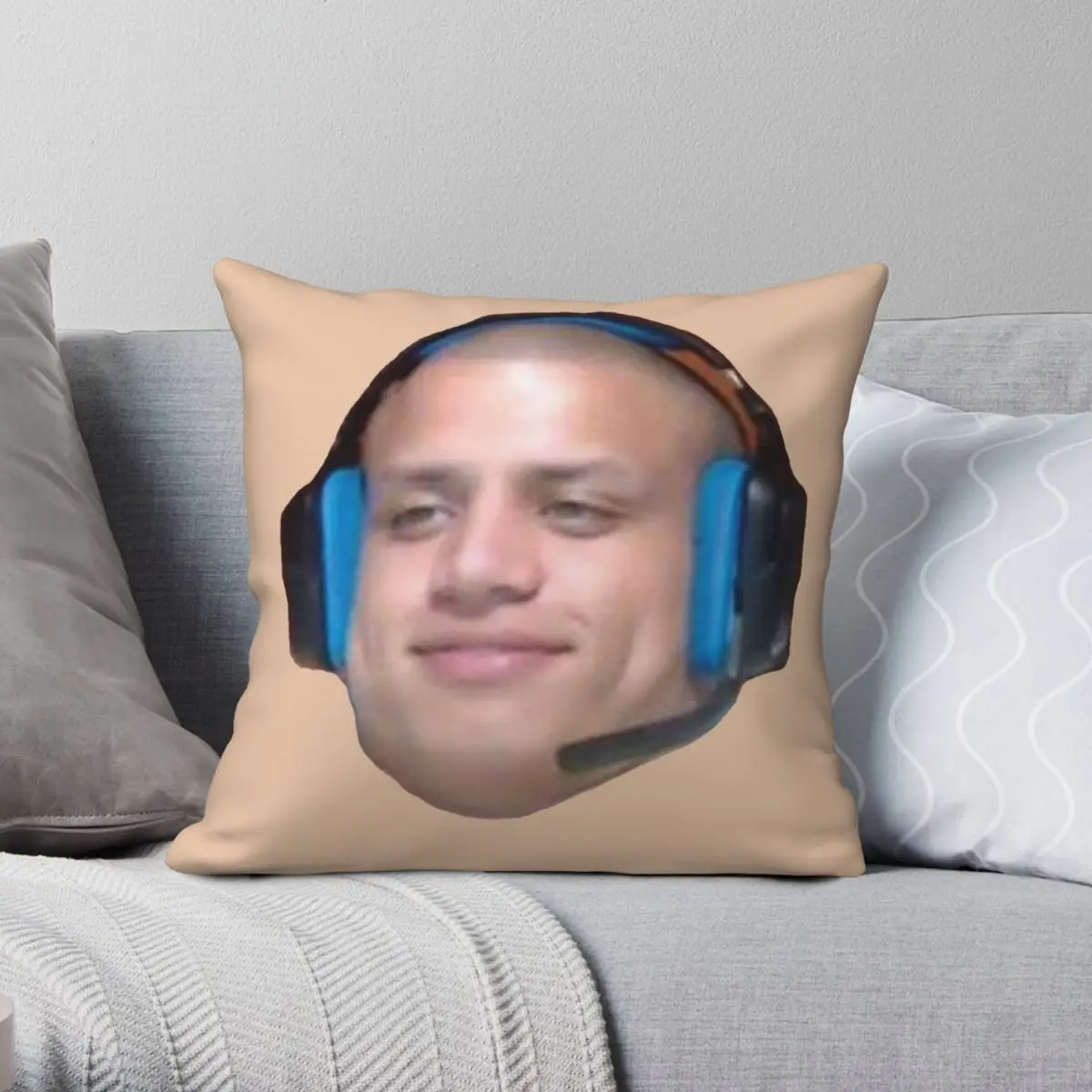 Tyler 1 헤드셋 사각 베개 케이스 폴리에스터 린넨 벨벳 프린트 지퍼 장식 자동차 쿠션 커버 18 인치 도매베개 케이스