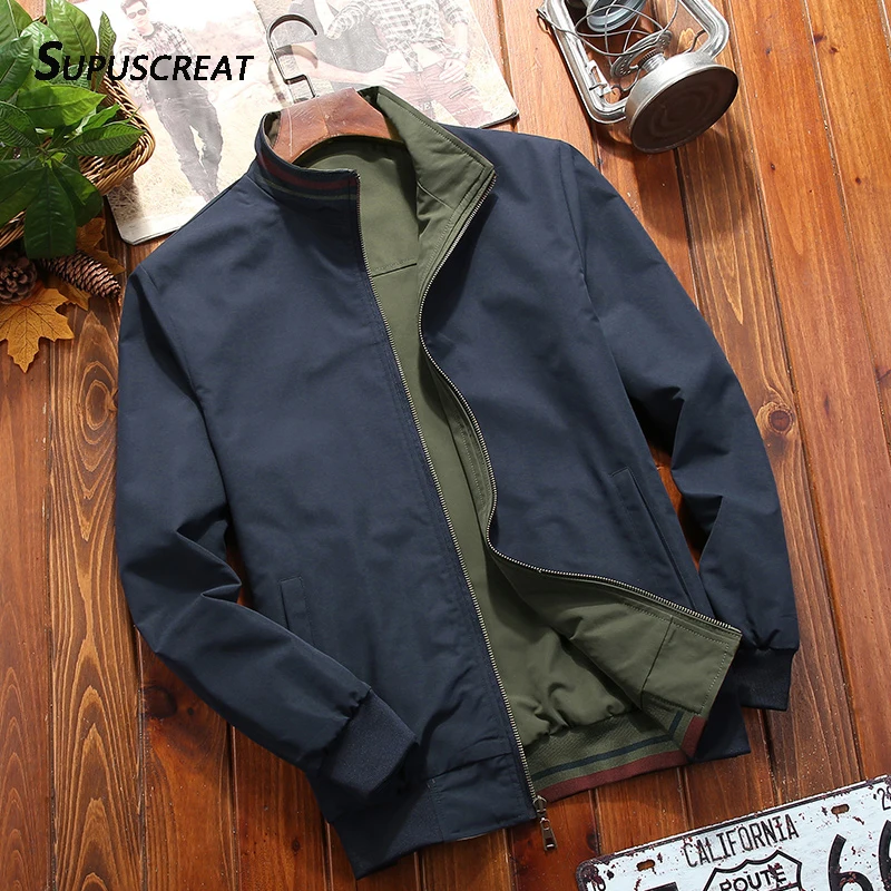 Supuscreat Men's Windbreaker Double sided Wear Jackets Men Baseball ...