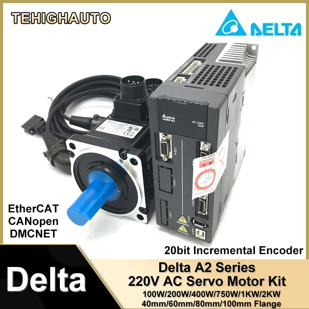 A2 Series Delta Servo Motor Driver Kit AC 220V 3000rpm 100W-2KW 40 ...