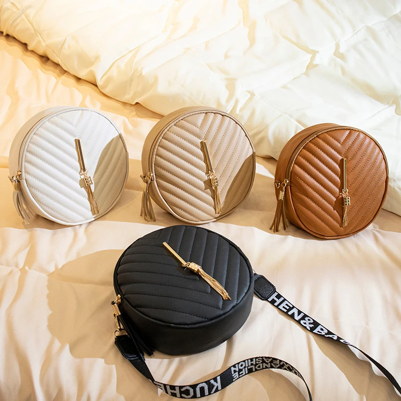 Women-PU-Small-Round-Bag-Simple-Light-Luxury-Diamond-Pattern-Shoulder ...