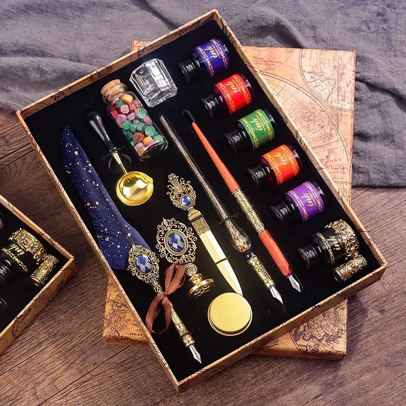 Vintage-Style-Feather-Quill-Pen-Set-Feather-Ink-Pen-Gift-Dip-Pen ...