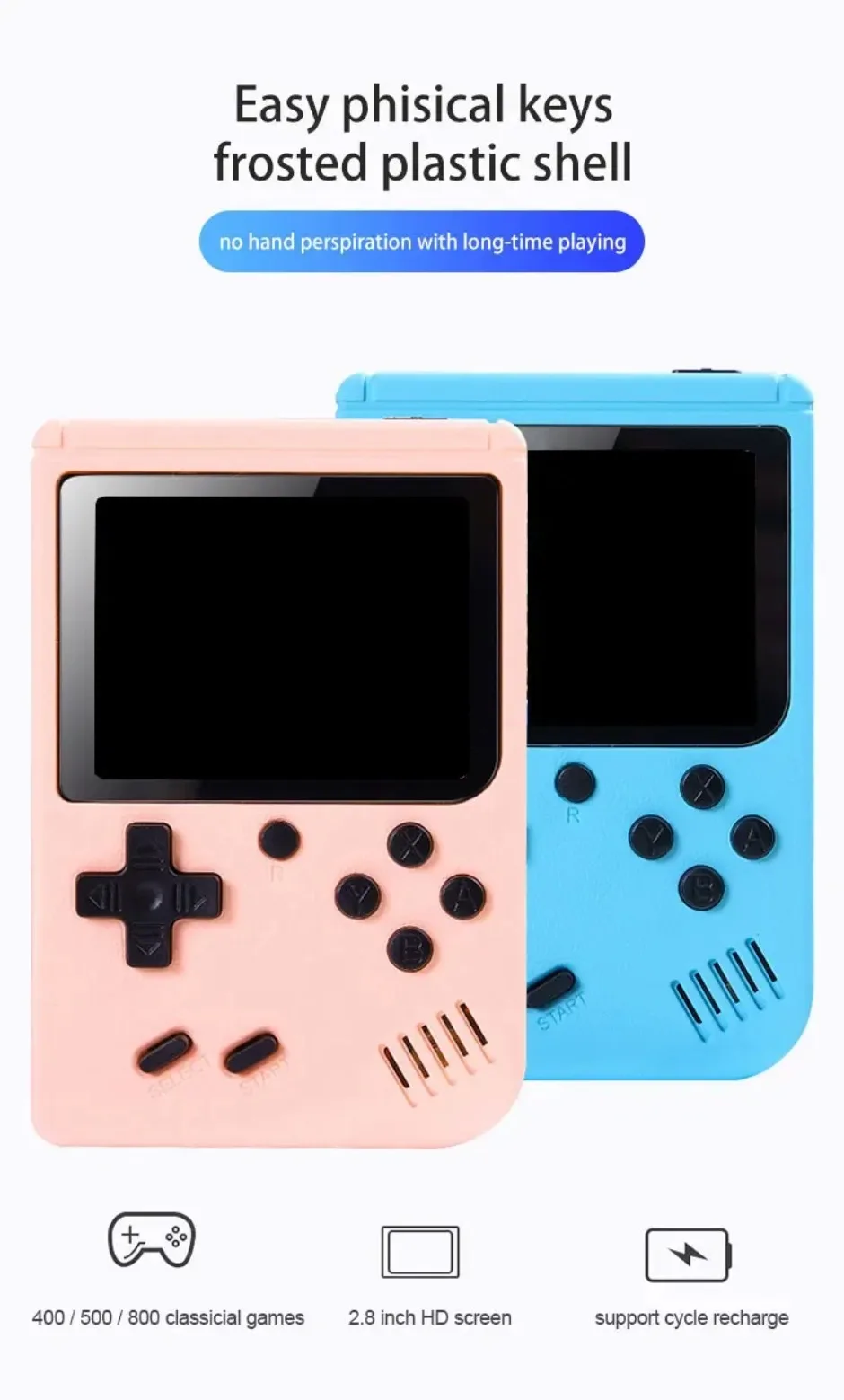Retro Portable Mini Handheld Video Game Console 3.0 Inch Color LCD Kids ...