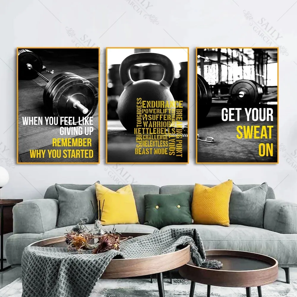 1Pcs-Sports-Decor-Posters-and-Prints-Barbell-Fitness-Motivational-Quote ...