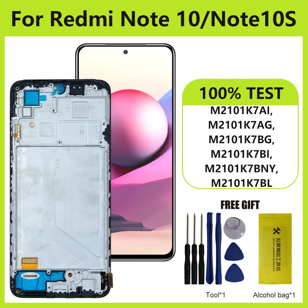 AMOLED For Xiaomi Redmi Note 10 4G M2101K7AI LCD Display Touch Screen ...