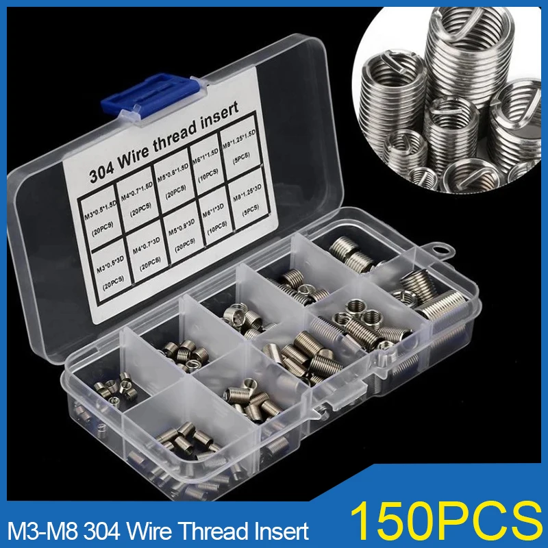 150PCS-Helicoil-Wire-Thread-Repair-Inserts-Kit-Set-M3-M4-M5-M6-M8 ...