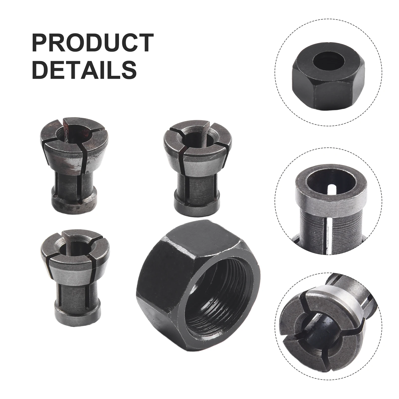 3/4pcs Router Bits Collet Chuck Adapter M17 6/6.35/8mm Collet Chuck ...