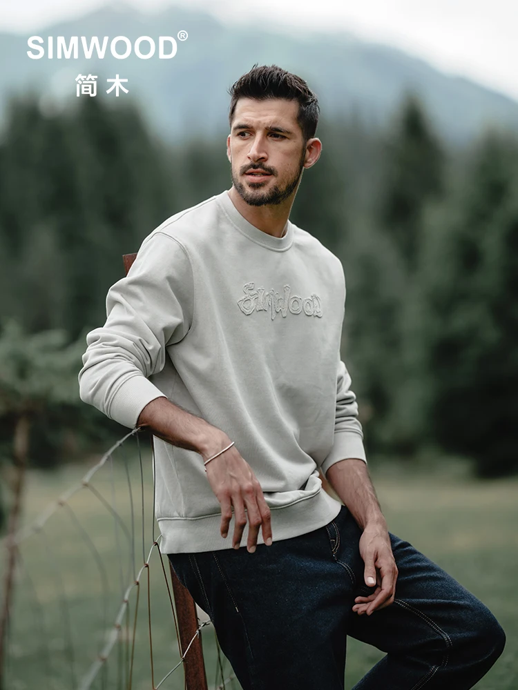 SIMWOOD 2023 Autumn Winter New Oversize Vintage Dark Washed Letter ...