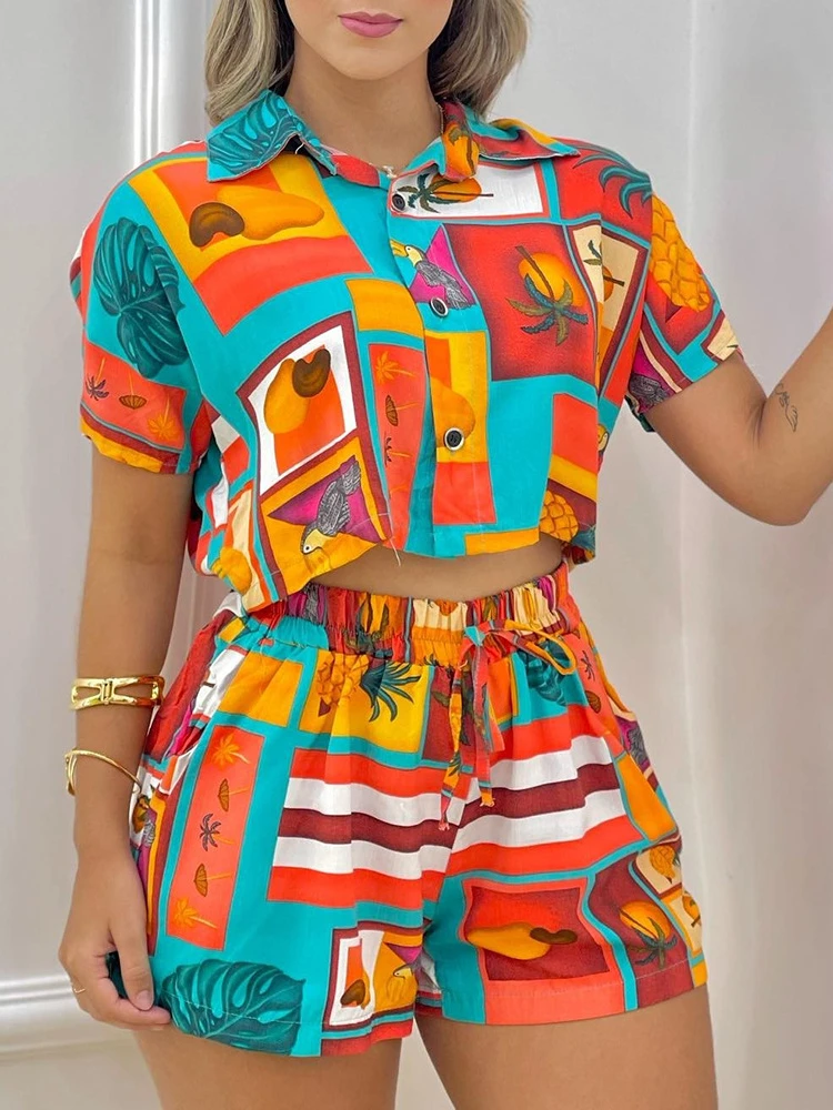 Fashion-2-Piece-Sets-Women-2023-Summer-Print-Short-Sleeve-Top ...