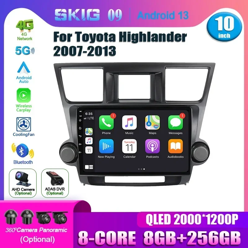 Android-13-For-Toyota-Highlander-2007-2013-Head-Unit-Multimedia-Dash ...