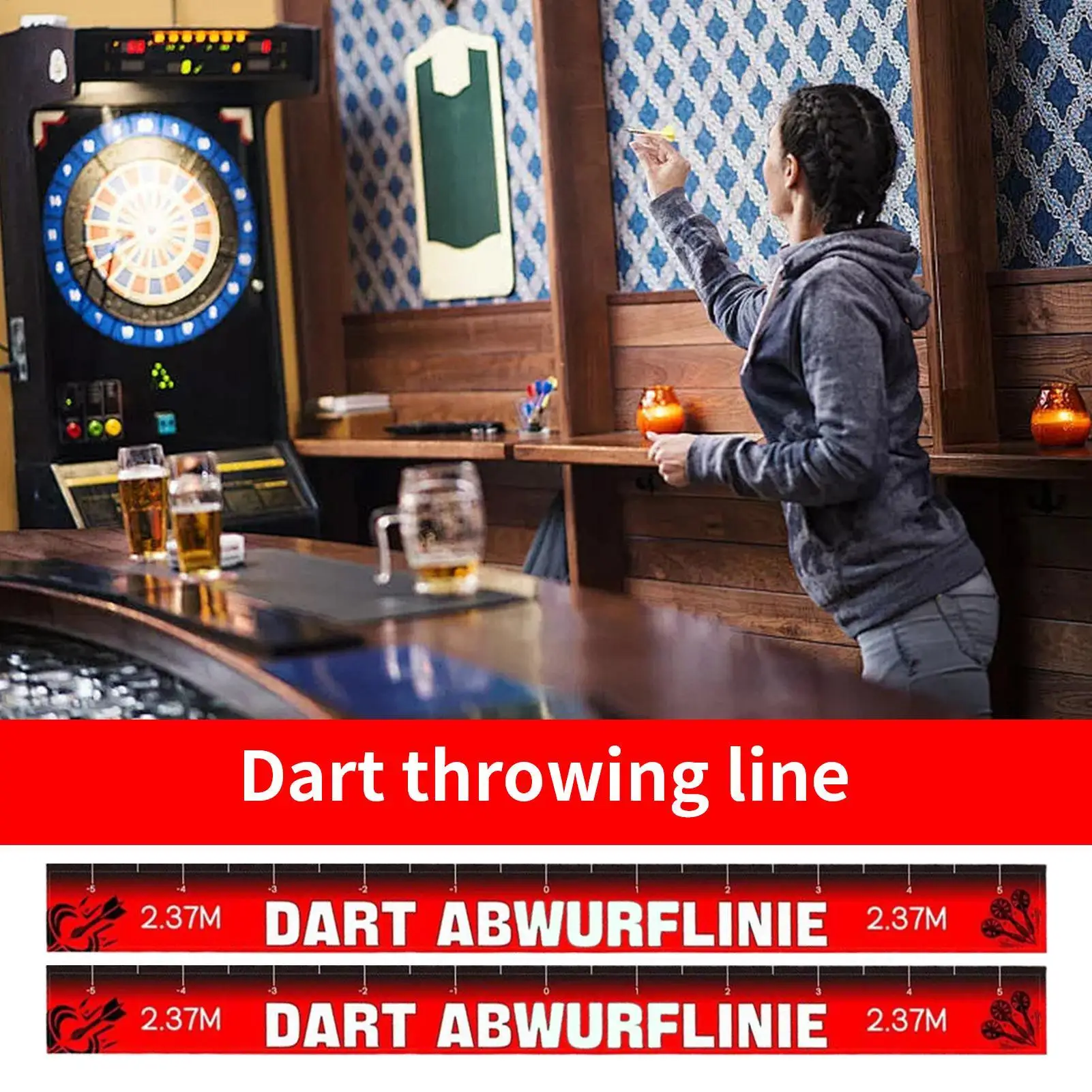 Dart Throw Line 2-Piece Dart Throw Toe Line Marker Floor Sticker ...