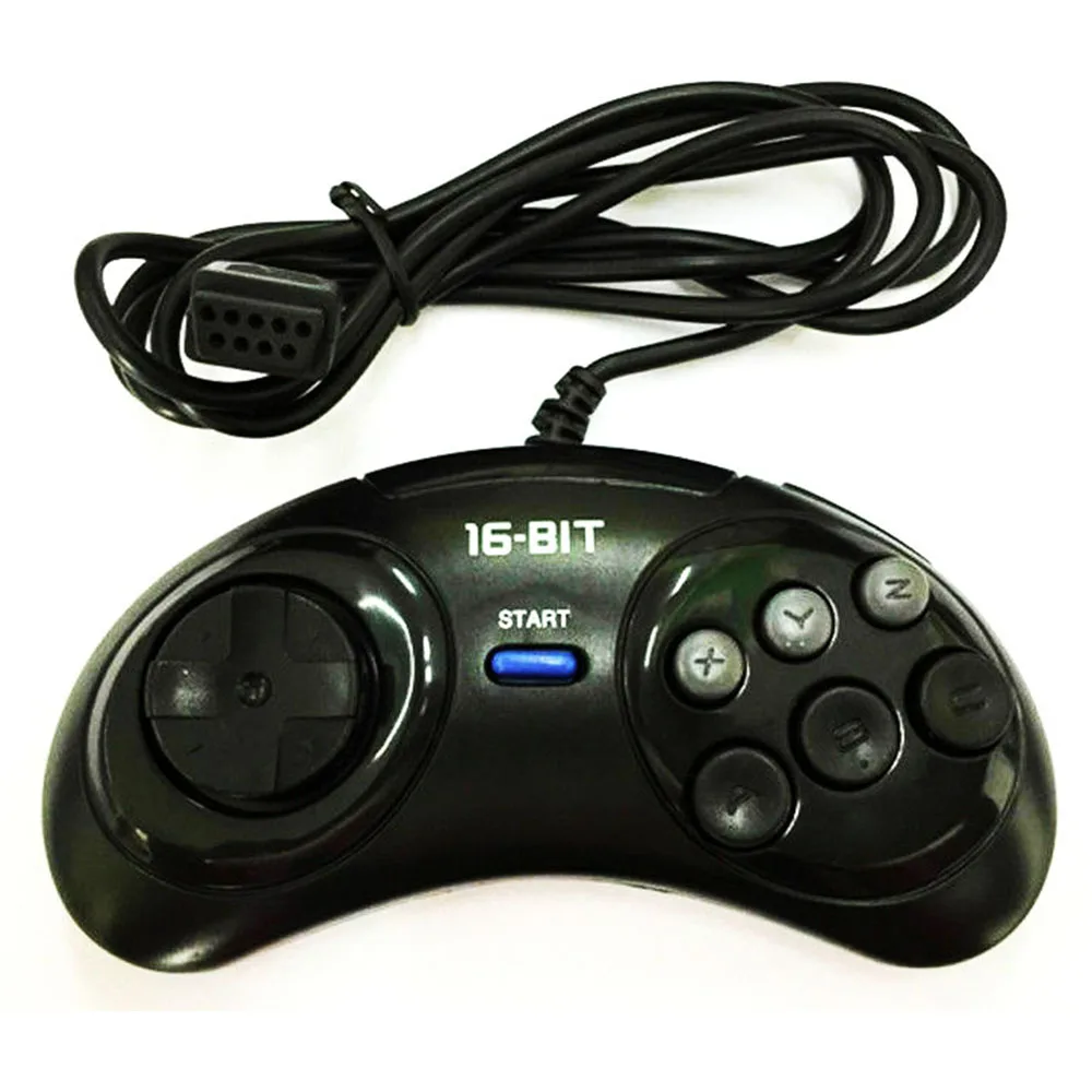 Black-For-16-bit-For-SEGA-Genesis-Megadrive-Controller-Handle-6-Button ...