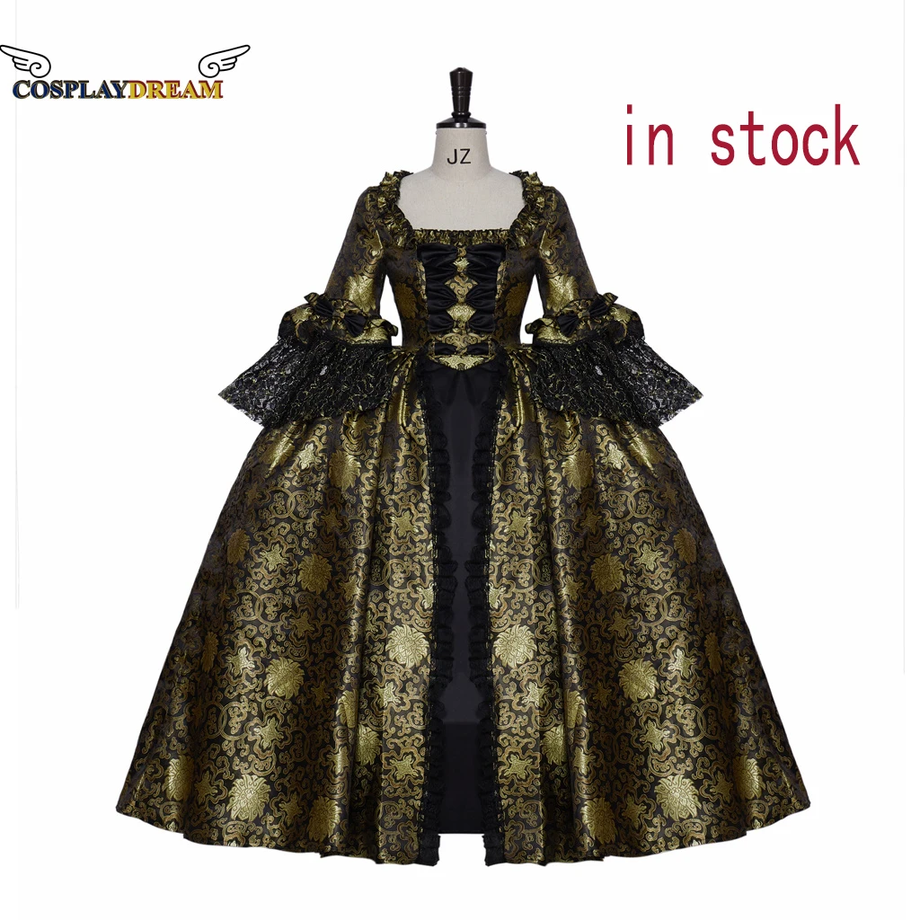 （In Stock）Queen Charlotte Cosplay Gold And Black Dress Rococo Marie ...