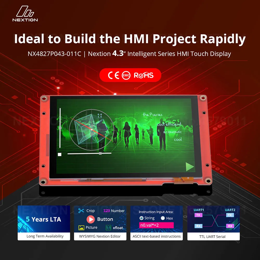 Nextion Nx4827p043-011c 4.3 Inch Capacitive Hmi Touch Display Lcd-tft Module Rgb 65k Color ...