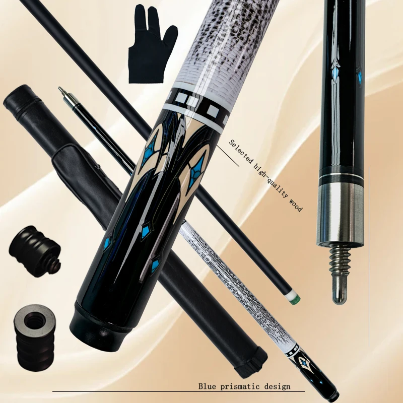 Carbon-Billiard-Cue-Set-12-5mm-Tip-Black-and-Snake-Skin-Design-Complete ...