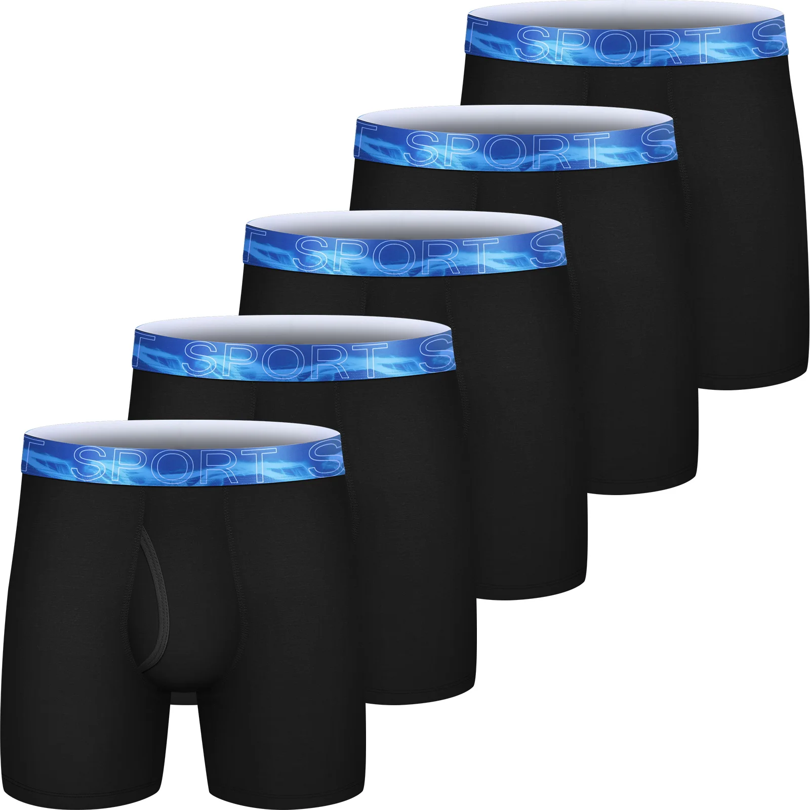 5Pcs Men's Boxer Briefs Performance Breathable Tagless Comfy Silk ...