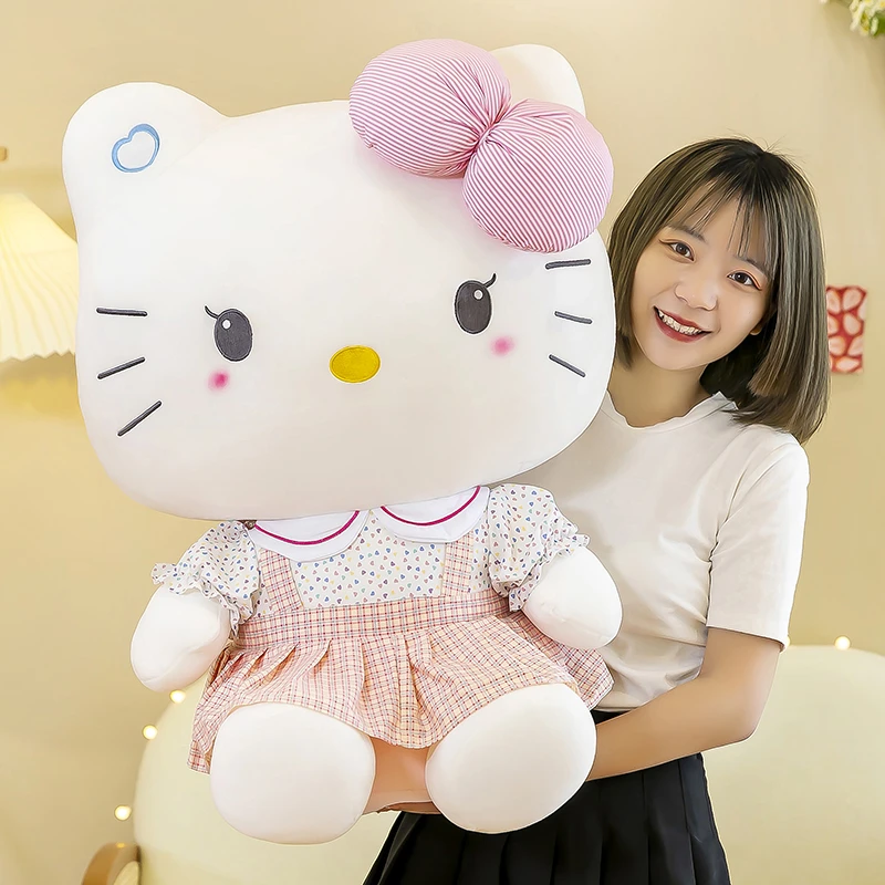 Big Size Hello Kitty Plush Toys Sanrio Cute Anime Peripherals Movie KT ...