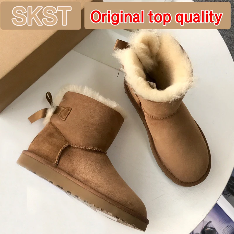 Botas-de-nieve-de-piel-Natural-con-suelas-gruesas-zapatos-impermeables ...