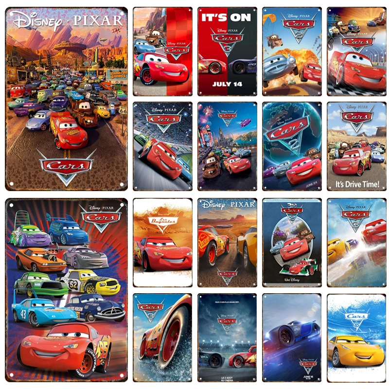 Disney-Racing-Cars-Metal-Tin-Sign-Retro-Car-Advertising-Plaque-Garage ...