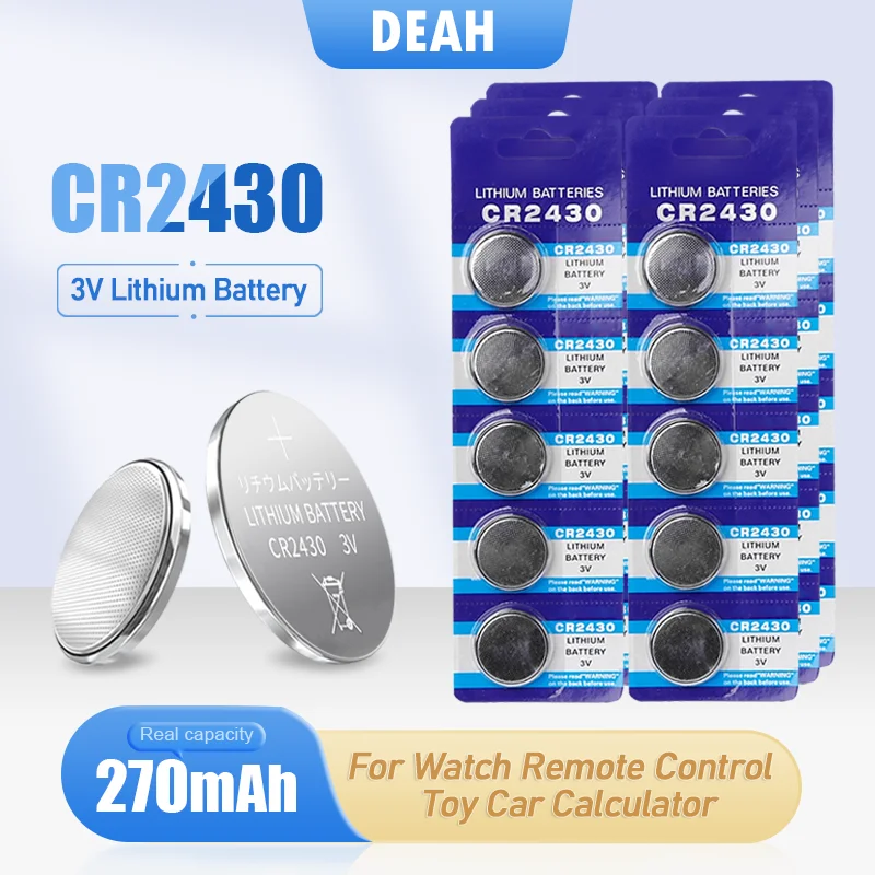 30-200PCS-CR2430-3V-270mAh-Lithium-Battery-For-Watch-Car-Key-Remote ...