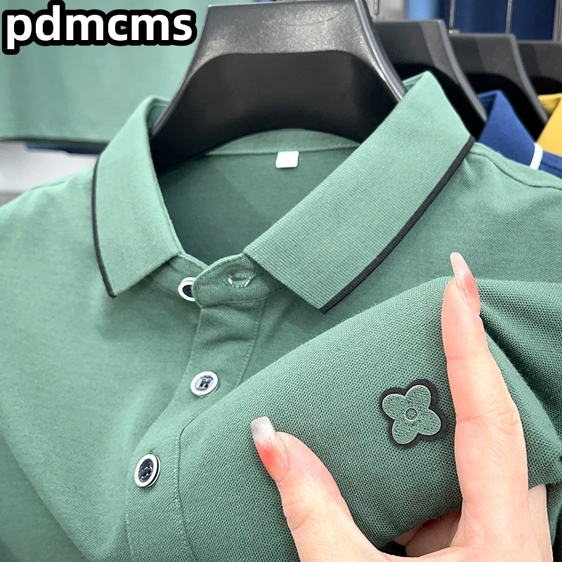 Polo de marca de lujo para hombre, Camiseta de algodón bordada con ...