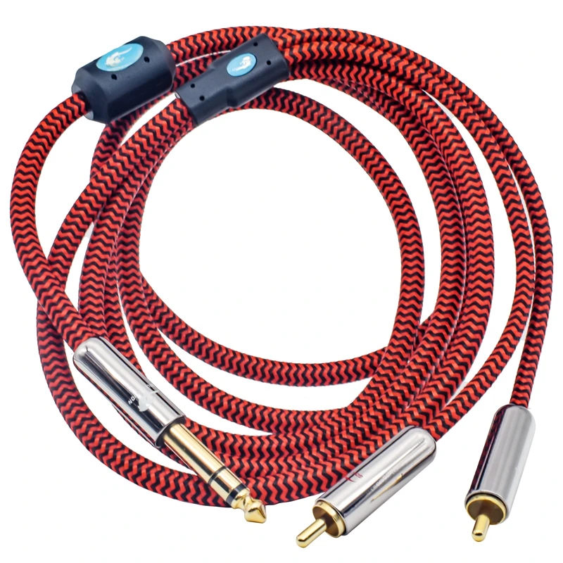 Premium-Audio-Cable-Stereo-6-35mm-to-2-RCA-Soundbox-Mixer-AMP-1-4-Inch ...