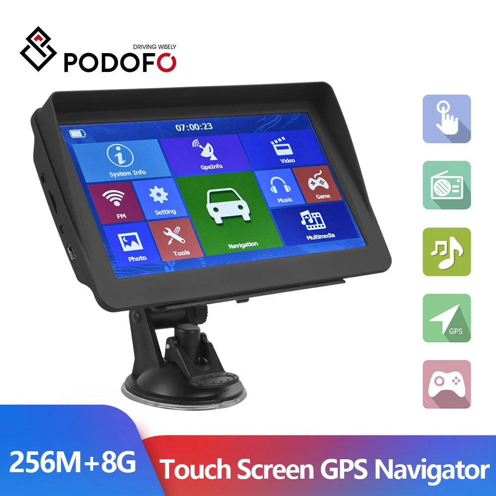 Podofo Car GPS Navigation 7 Inch Touch Screen GPS Navigator Truck ...