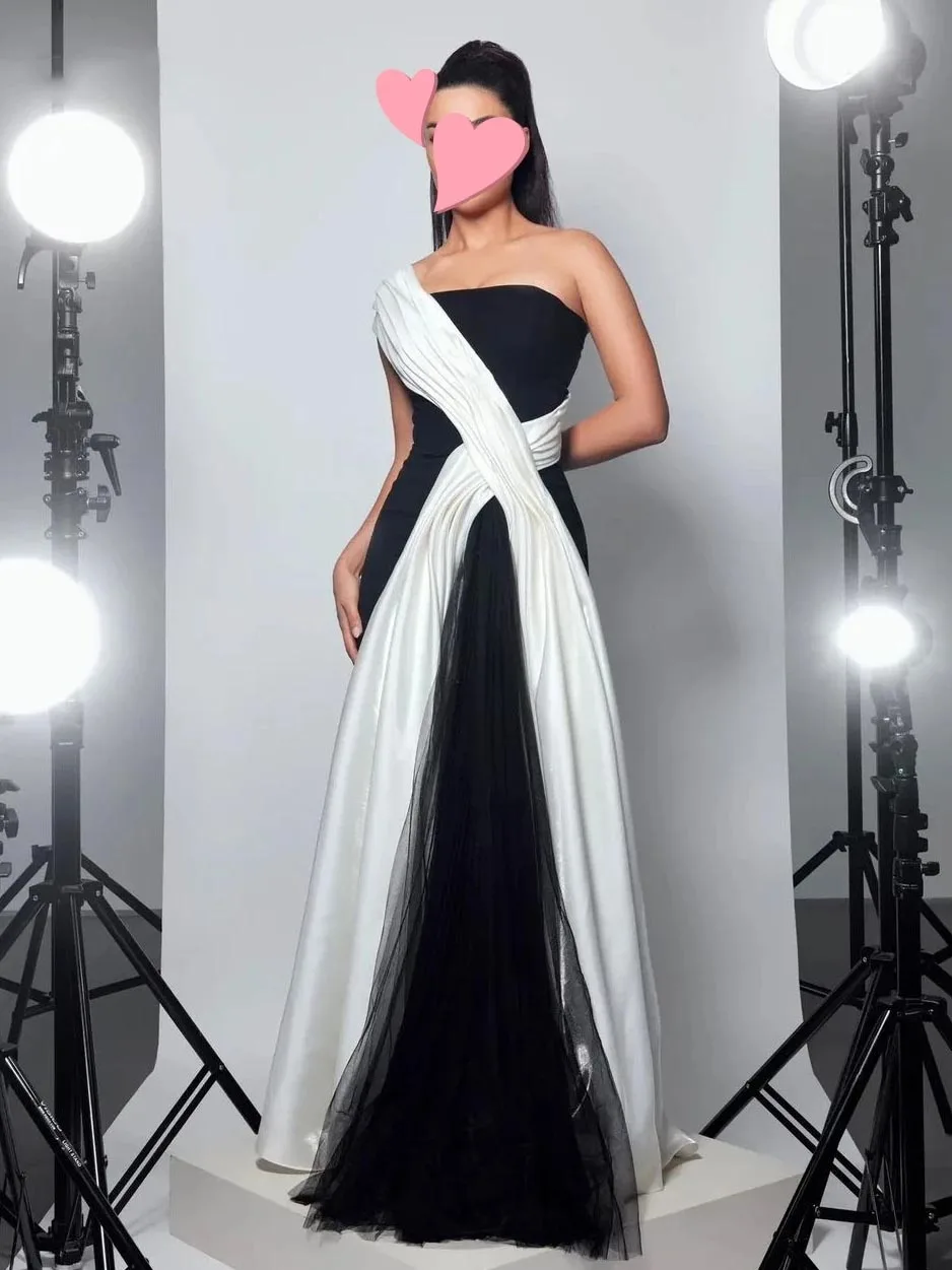 Scoggins-Dress-Elegant-Vintage-Simple-Black-Ivory-Ruffle-One-Shoulder ...