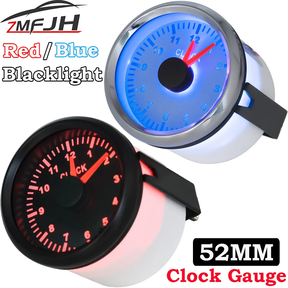 Pointer Digital 52mm Clock Gauge Blue/red Backlight Instrument Hour ...