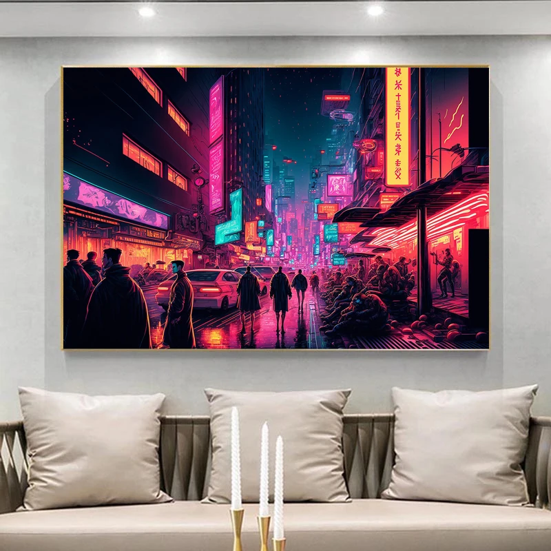 Cyberpunk-Night-City-Posters-and-Prints-Canvas-Painting-Neon-City ...