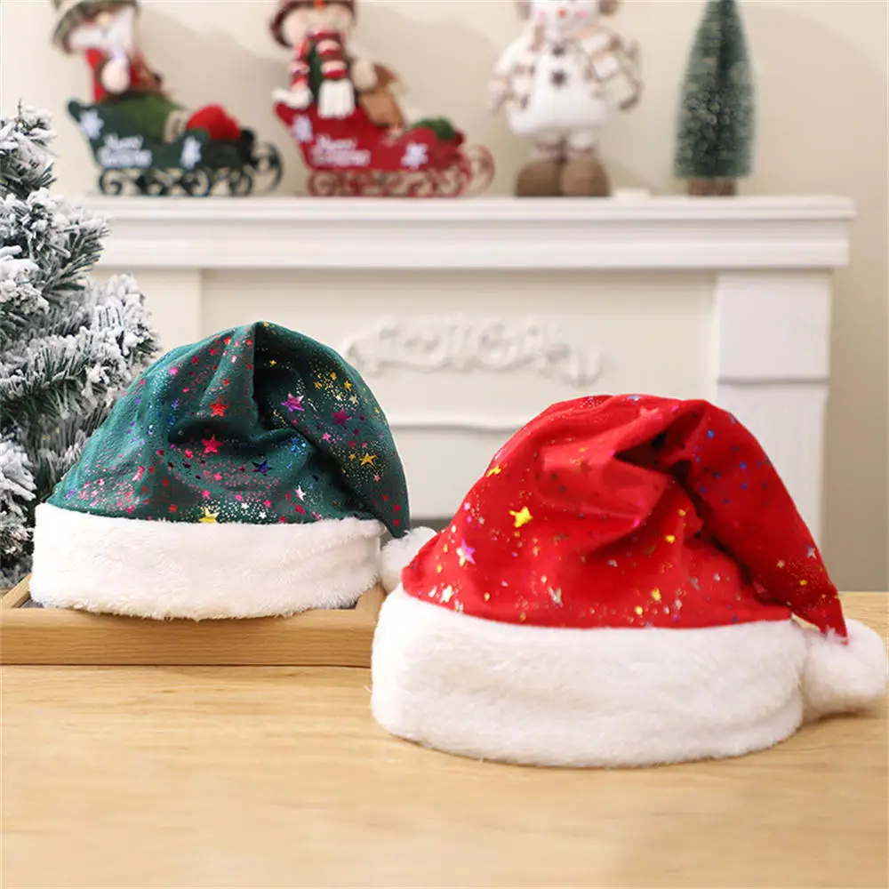 Christmas-Santa-Hat-Red-Super-Soft-Hot-Stamping-Color-Star-Adult-And ...