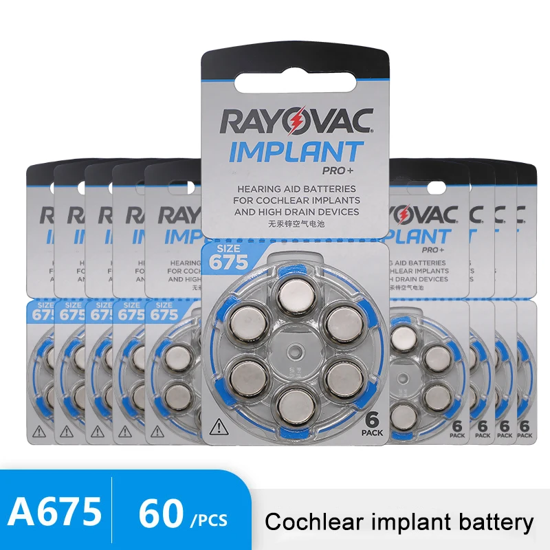 60PC-Implant-Cochlear-Hearing-Aid-Batteries-675-A675-675a-PR44 ...