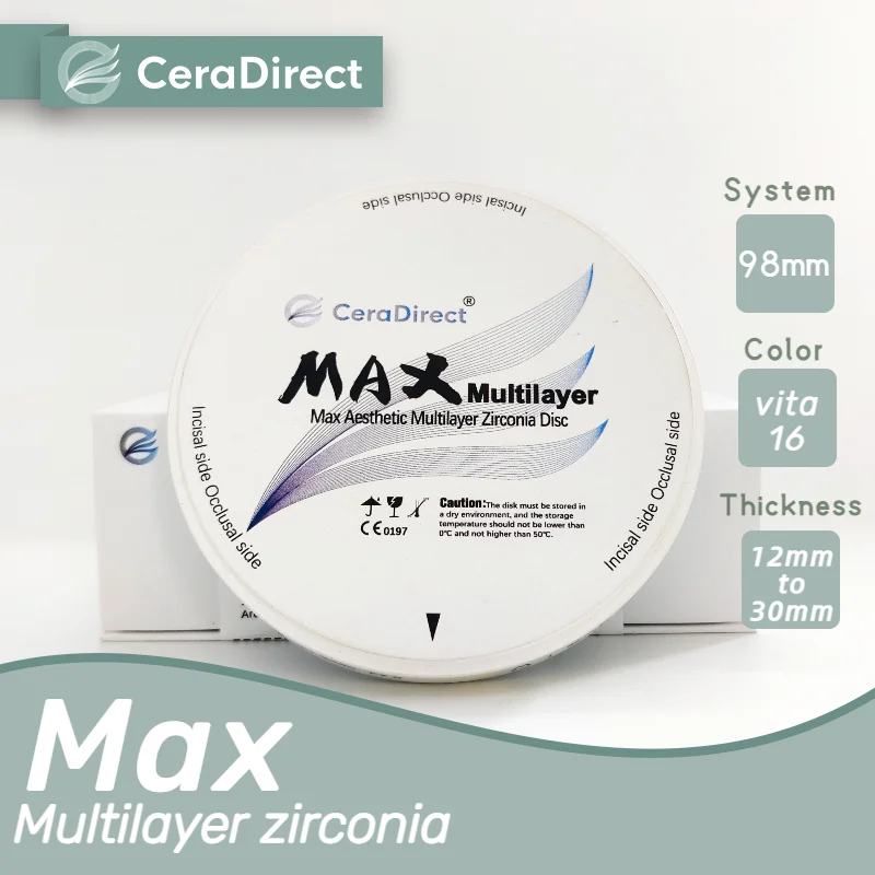Ceradirect Max Aesthetic Multilayer Zirconia for Dental Lab 98mm ...