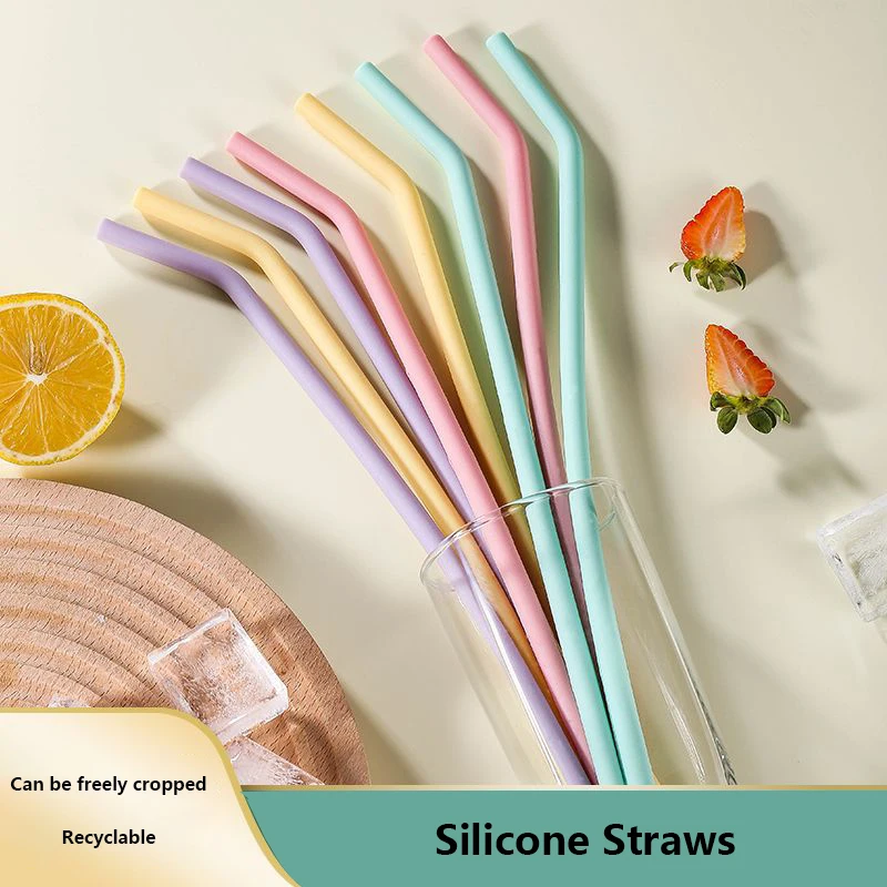 Eco-Friendly-Silicone-Straws-Reusable-Silicone-Drinking-Straws-Kitchen ...