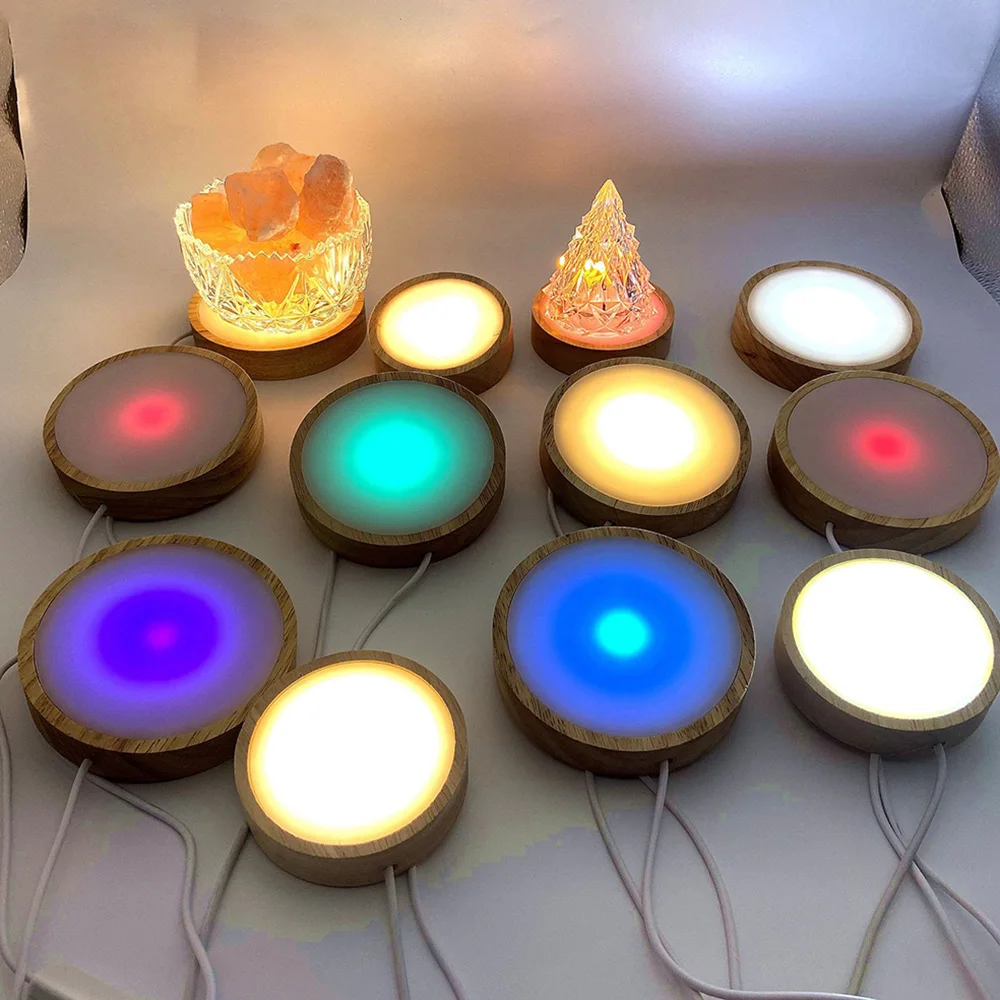 Wooden LED Light Dispaly Base Wood Night Lamp Base LED Light Display ...