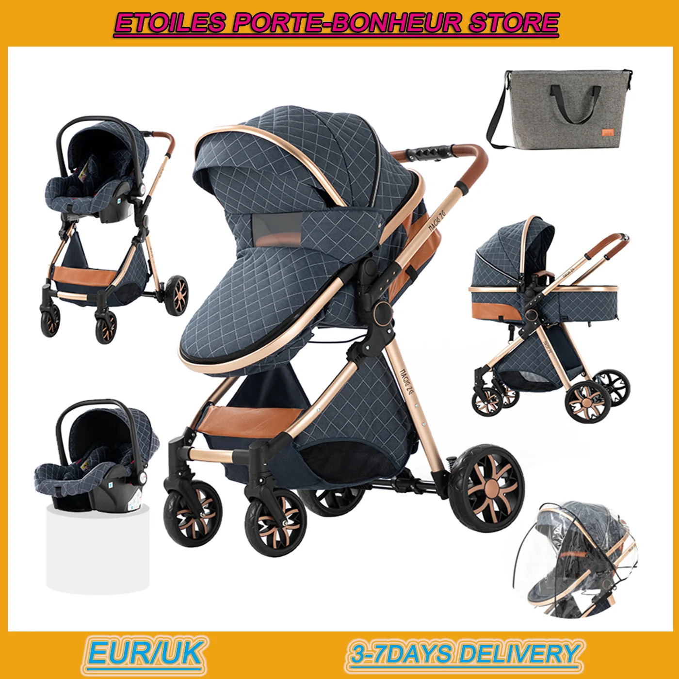Baby-stroller-3-in-1-four-wheel-strollers-Lightweight-stroller-3-in-1 ...