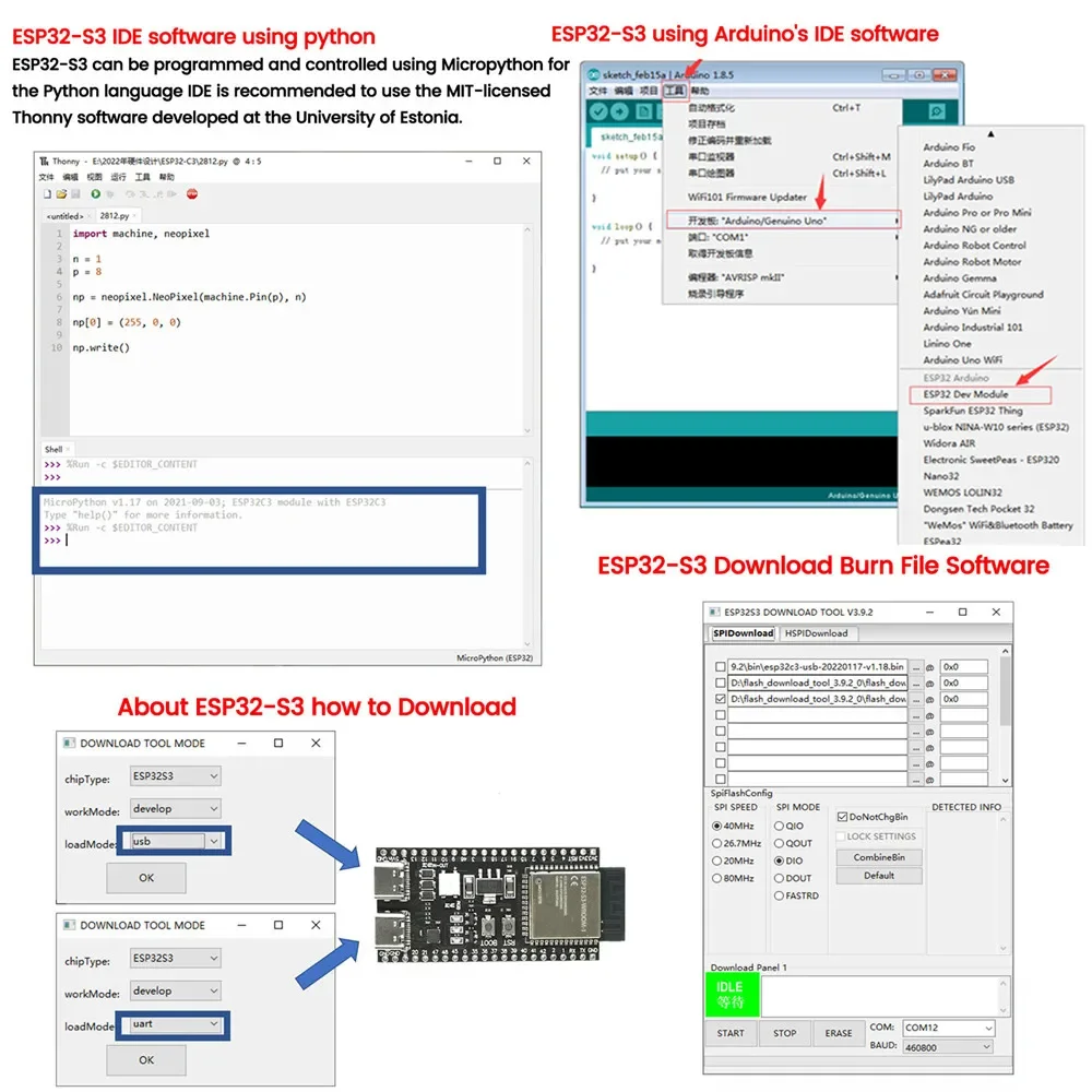 ESP32-S3 WiFi/Bluetooth razvojna ploča 16MB / 8MB PSRAM - eler.hr