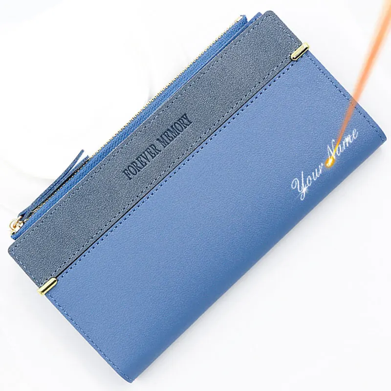 2022 New Long Women Wallets Clutch Zipper Coin Pocket Name Engraved ...