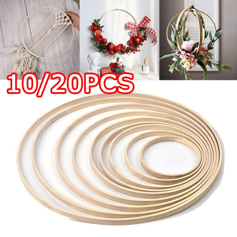 10-20pcs-10-15-18-20cm-Wooden-Bamboo-Floral-Hoop-Set-Macrame-Craft-Hoop ...