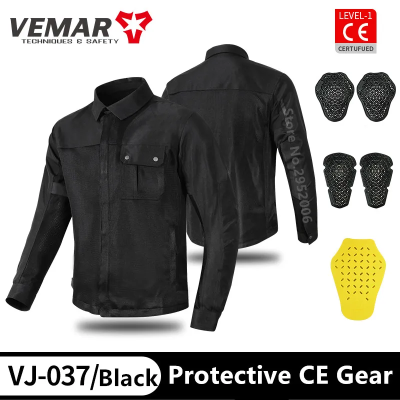 Summer Men Motorcycle Jacket Breathable Mesh Biker Jacket CE Protectors ...
