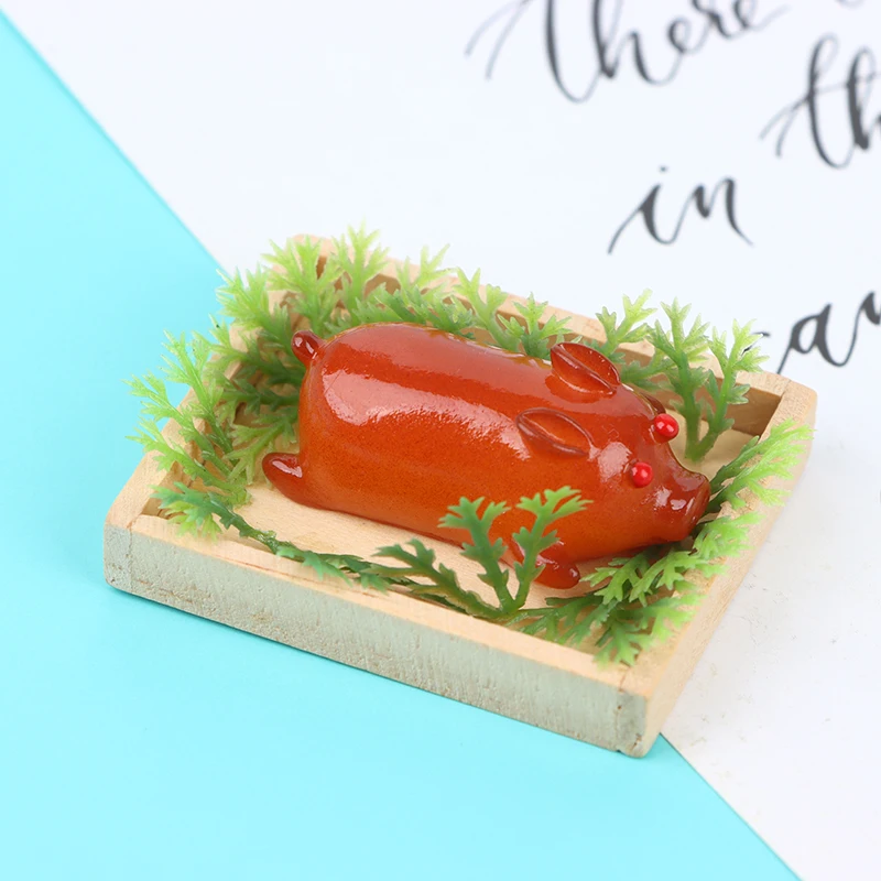 1:12 Dollhouse Miniature Food Tray Roast Pig Simulation Food Model ...